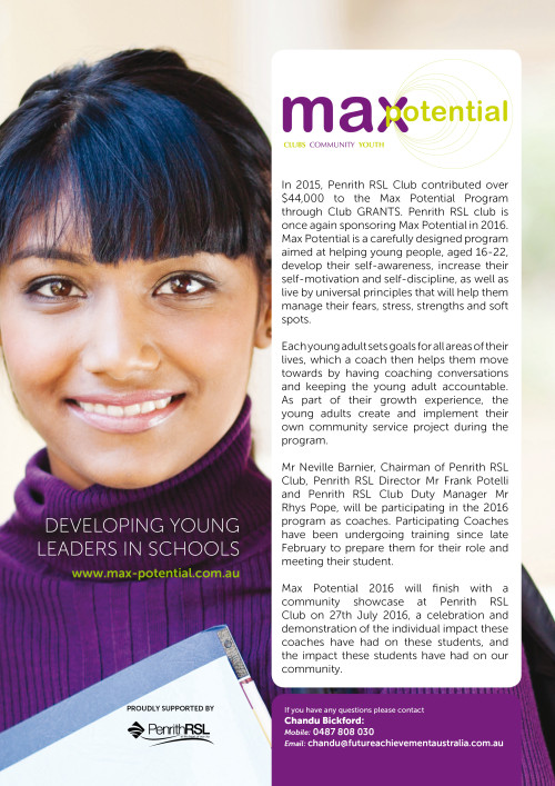 Max Potential Program 2016 - Penrith RSLPenrith RSL